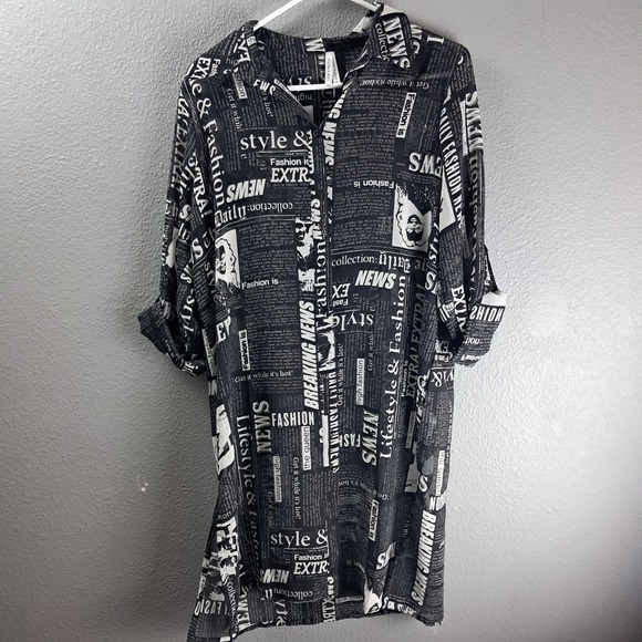 Live 4 Truth | Tops | Live 4 Truth Womens M Newspaper Print Sheer Long ...